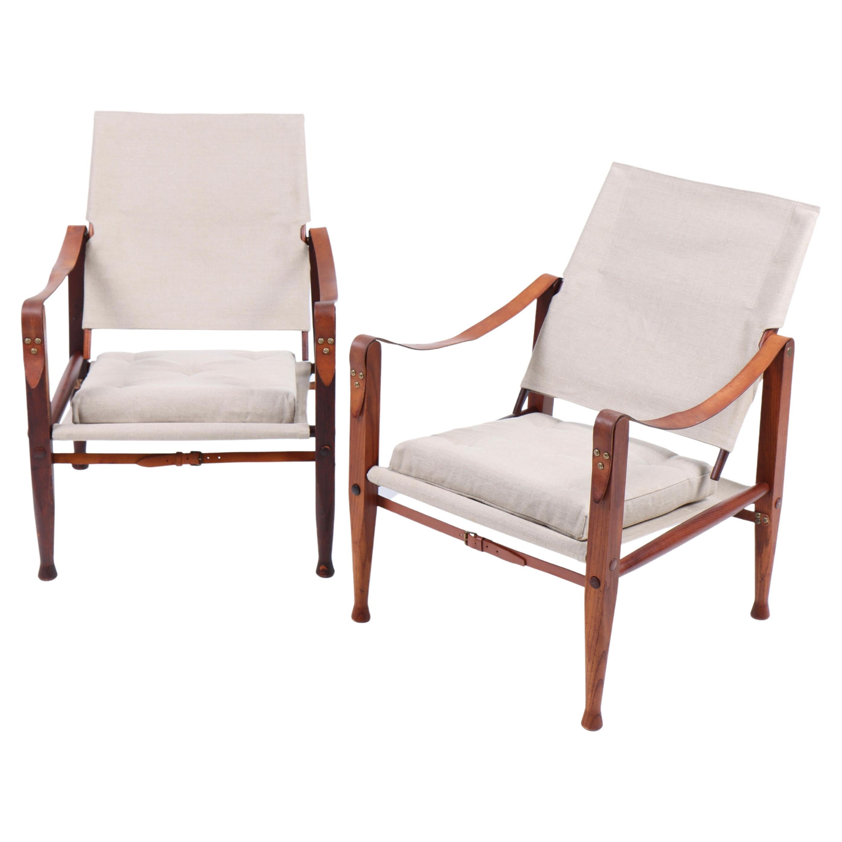 Pair of Midcentury Danish Design Lounge Chairs in Canvas by Kaare Klint ...