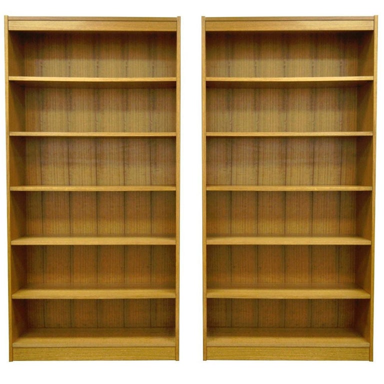 Pair of Midcentury Danish Modern Style Teak Veneer Bookcases Made in ...