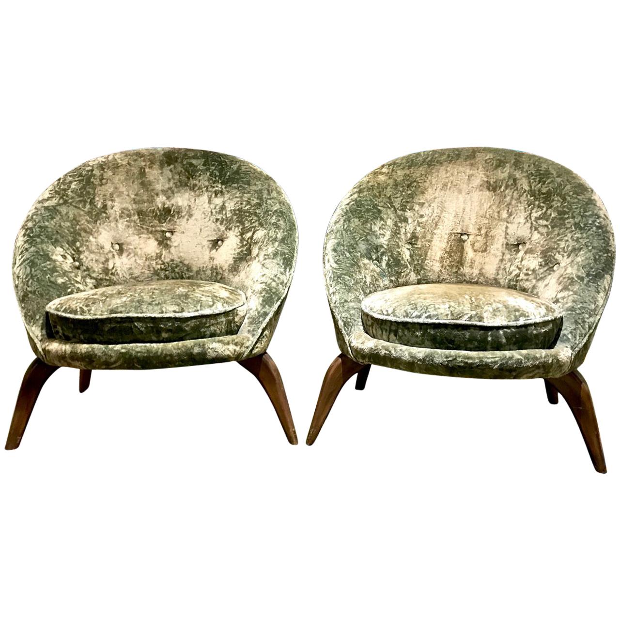 Pair of Midcentury Egg Chairs Style of Jean Royere at 1stDibs