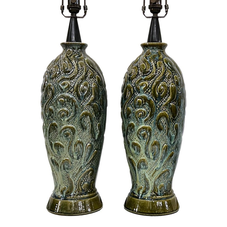 Pair of Midcentury Foliage Lamps For Sale at 1stDibs