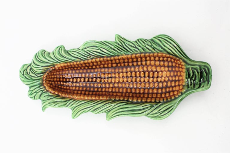Pair of Midcentury Glazed Ceramic Corn on the Cob Dishes, Portugal ...