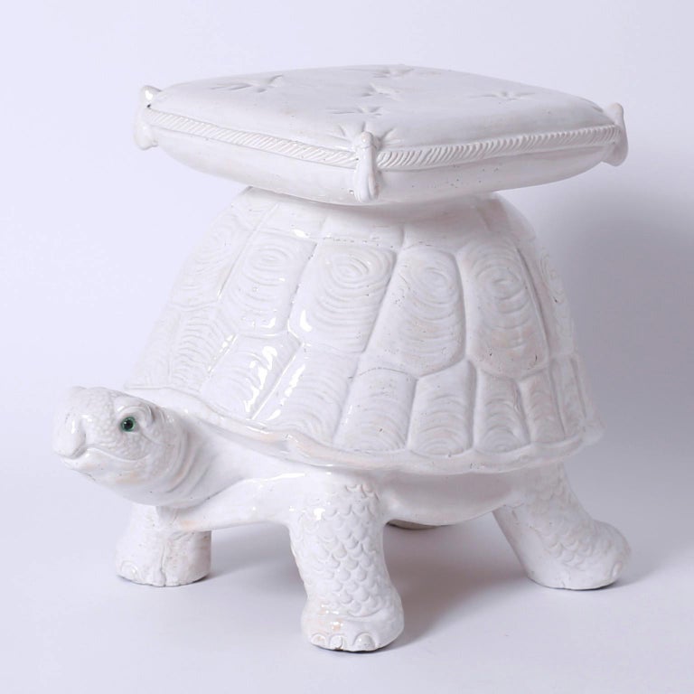 Pair of Midcentury Glazed Terra Cotta Turtle Garden Seats or Stools at ...