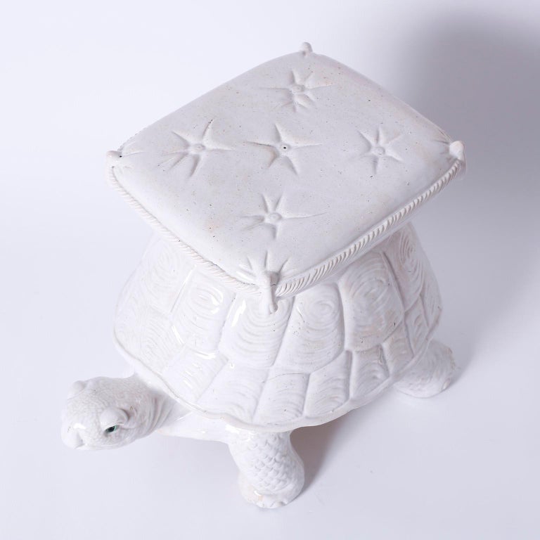 Pair of Midcentury Glazed Terra Cotta Turtle Garden Seats or Stools at ...