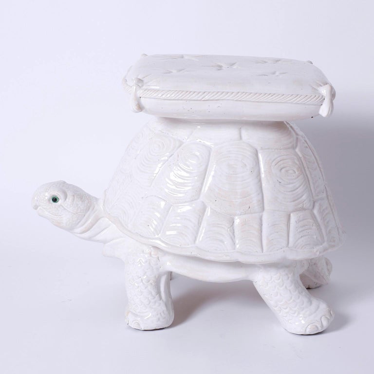 Pair of Midcentury Glazed Terra Cotta Turtle Garden Seats or Stools at ...