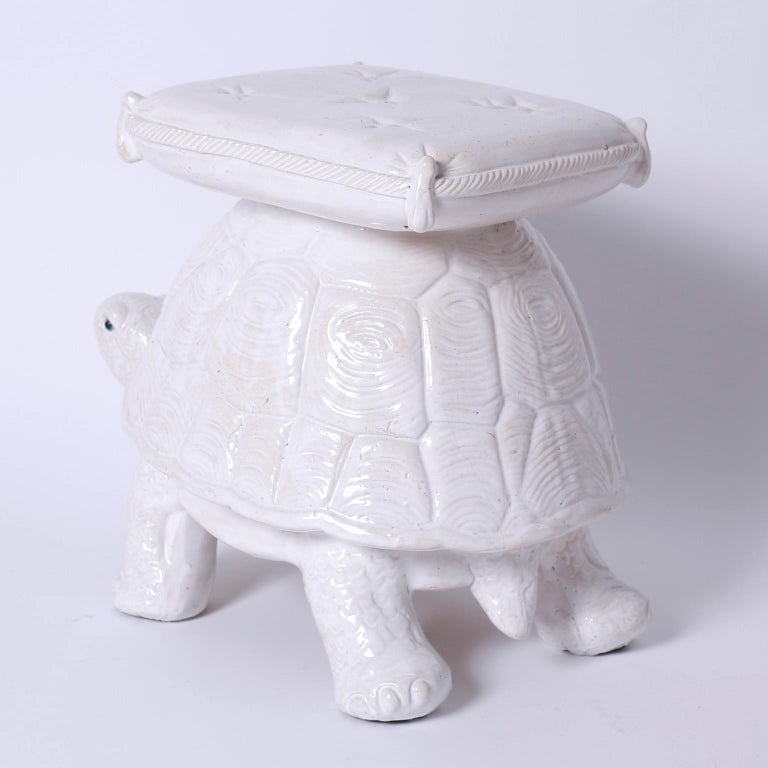 Pair of Midcentury Glazed Terra Cotta Turtle Garden Seats or Stools at ...