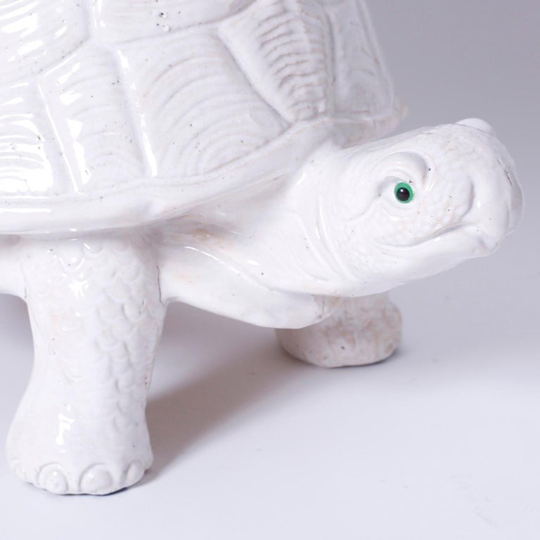 Pair of Midcentury Glazed Terra Cotta Turtle Garden Seats or Stools at ...