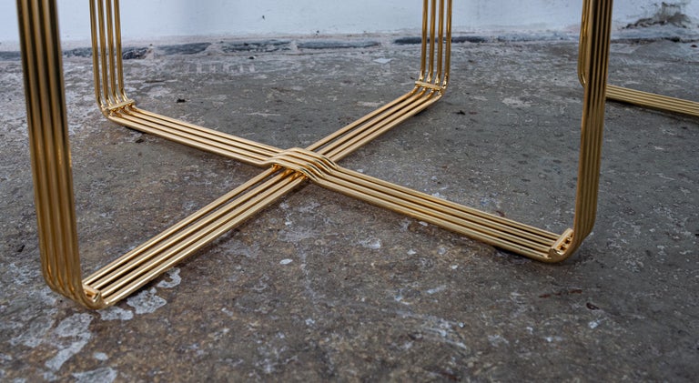 Pair of Midcentury Guilded Steel Wire Side Tables For Sale at 1stDibs