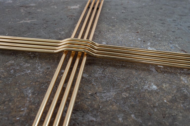 Pair of Midcentury Guilded Steel Wire Side Tables For Sale at 1stDibs