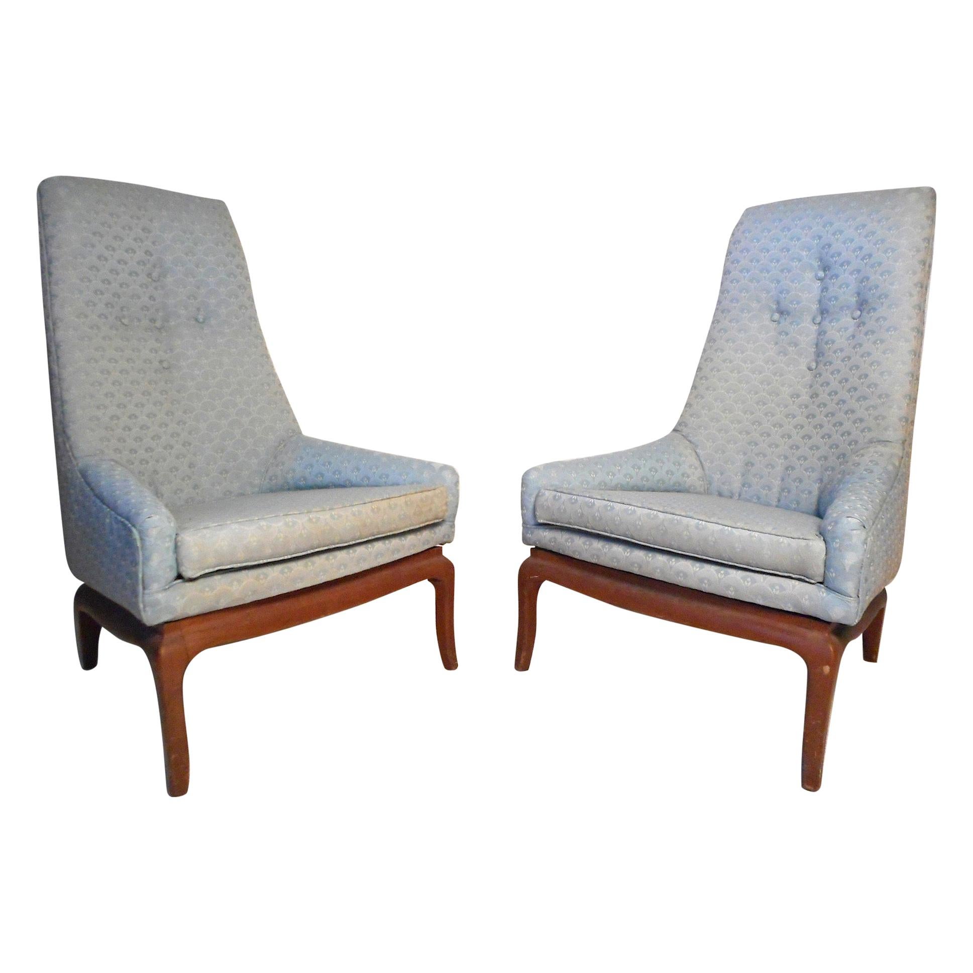 Pair of Handcrafted High Back Lounge Chairs by John Nyquist at 1stDibs