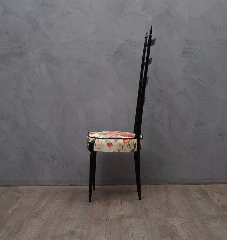 Pair of Midcentury High Back Ladder Flowery Fabric Italian Chiavari ...