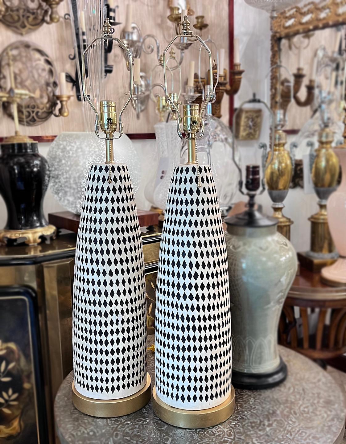 Pair of Midcentury Italian Ceramic Lamps For Sale at 1stDibs