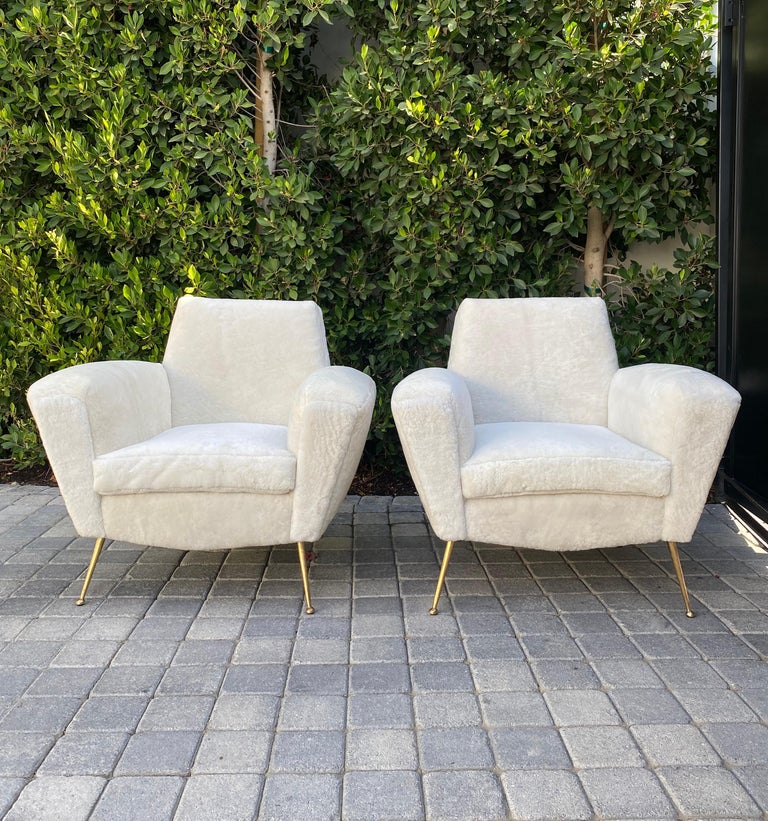 Pair of Midcentury Italian Club Chairs in White Shearling Inspired by ...