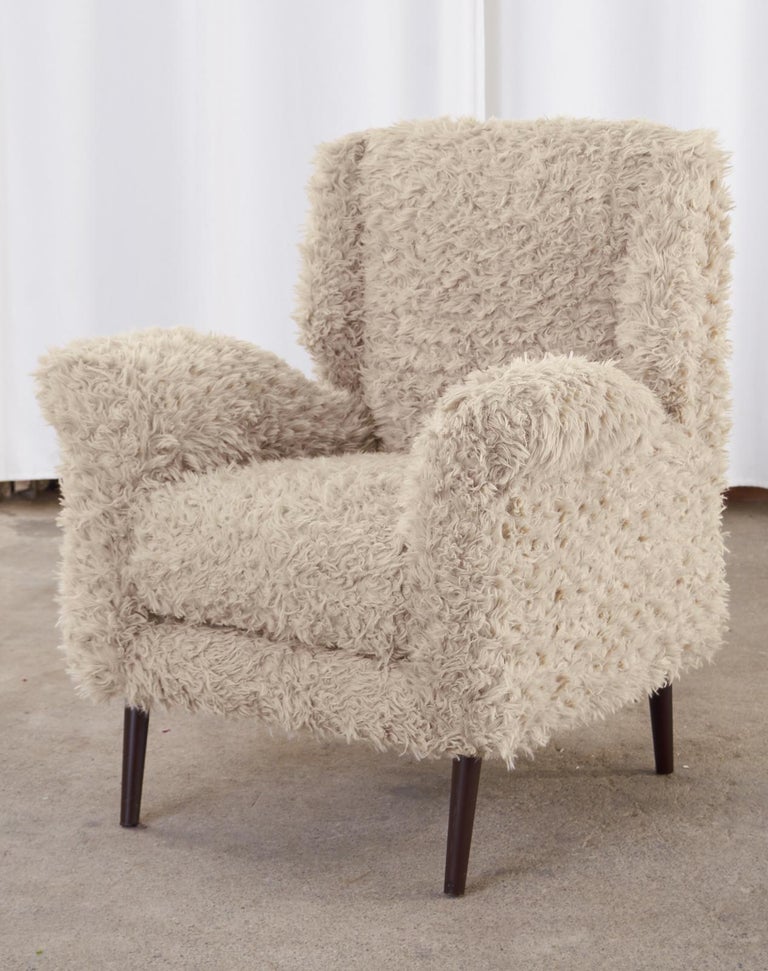 Pair of Midcentury Italian Faux Lambswool Teddy Bear Wingback Chairs ...