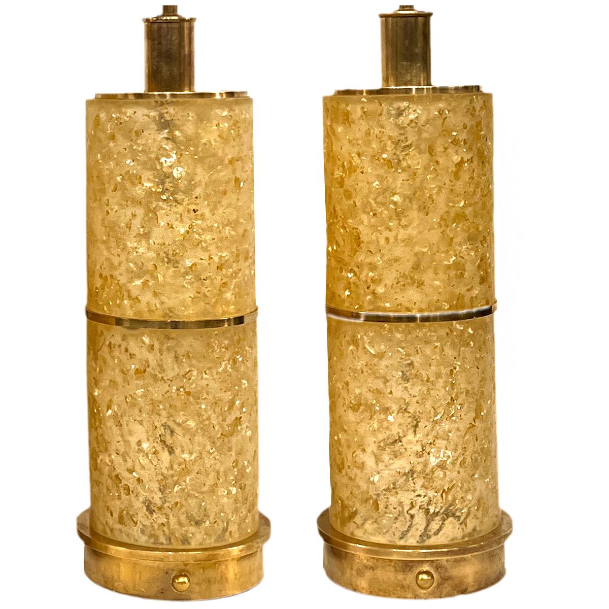Pair of Mid-Century Ivory Resin Lamps For Sale at 1stDibs