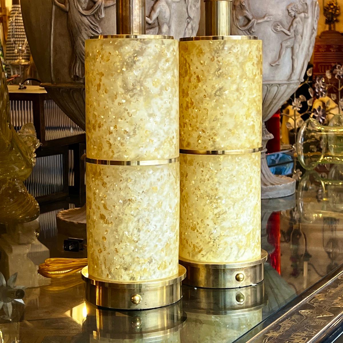 Pair of Mid-Century Ivory Resin Lamps For Sale at 1stDibs