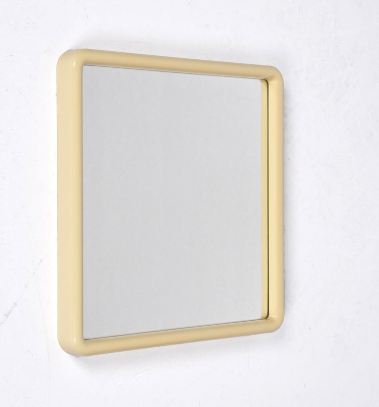 Pair of Midcentury Ivory White Plastic Frame Italian Squared Mirrors ...