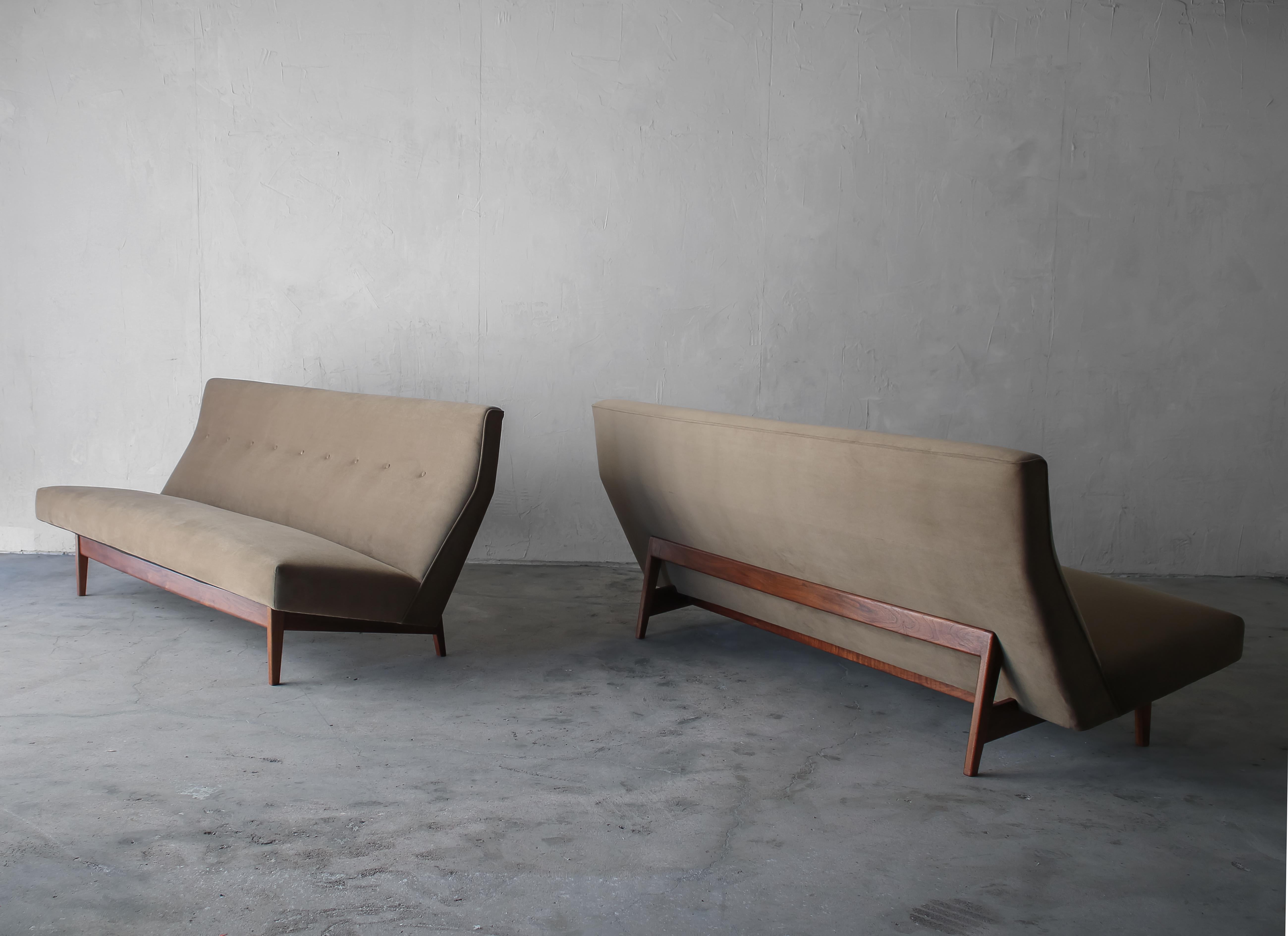 Pair of Midcentury Jens Risom Armless Slipper Sofas For Sale at 1stDibs