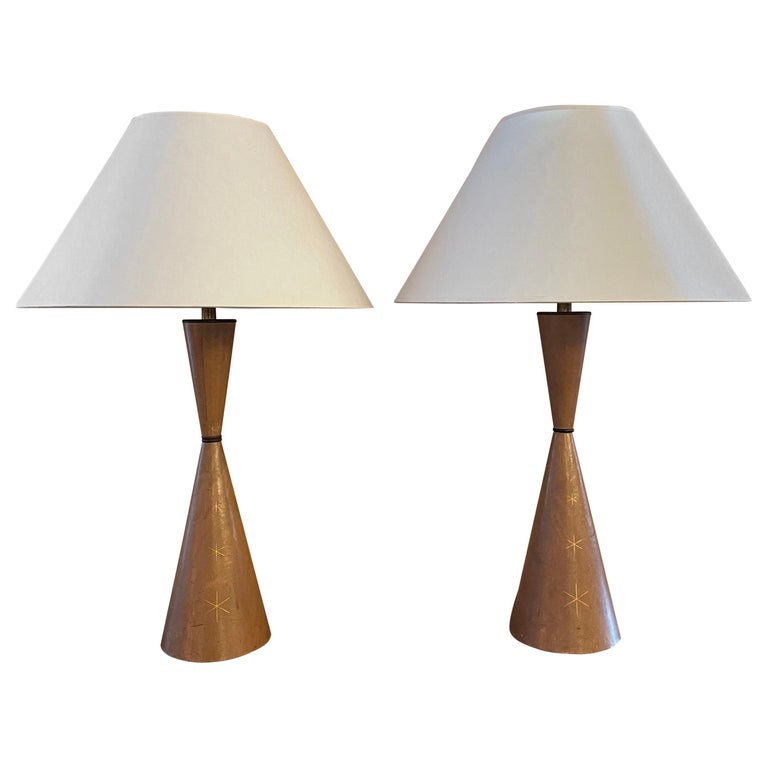 Pair of Midcentury Leather Hourglass Table Lamps at 1stDibs