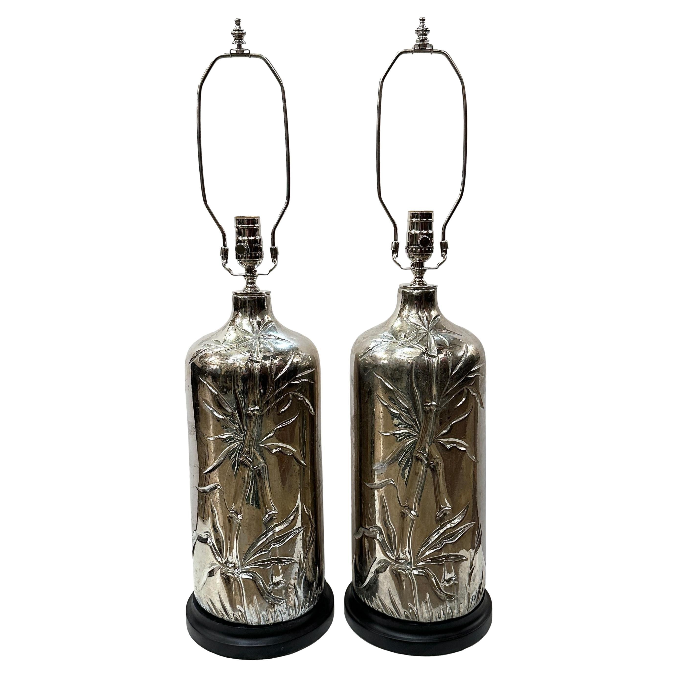 Pair of Contemporary Mercury Glass Lamps For Sale at 1stDibs