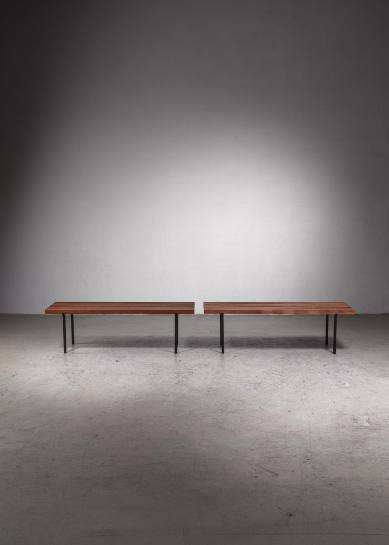 Pair of Midcentury Modern slat benches, Germany, 1950s For Sale at 1stDibs