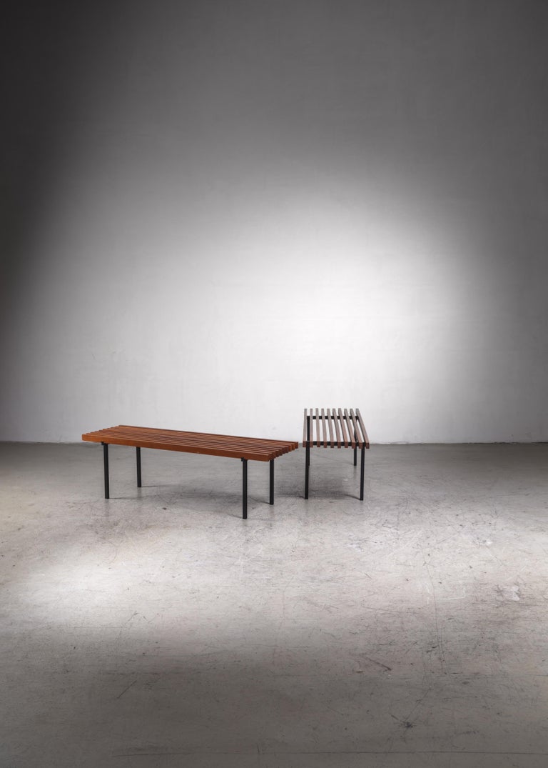 Pair of Midcentury Modern slat benches, Germany, 1950s For Sale at 1stDibs