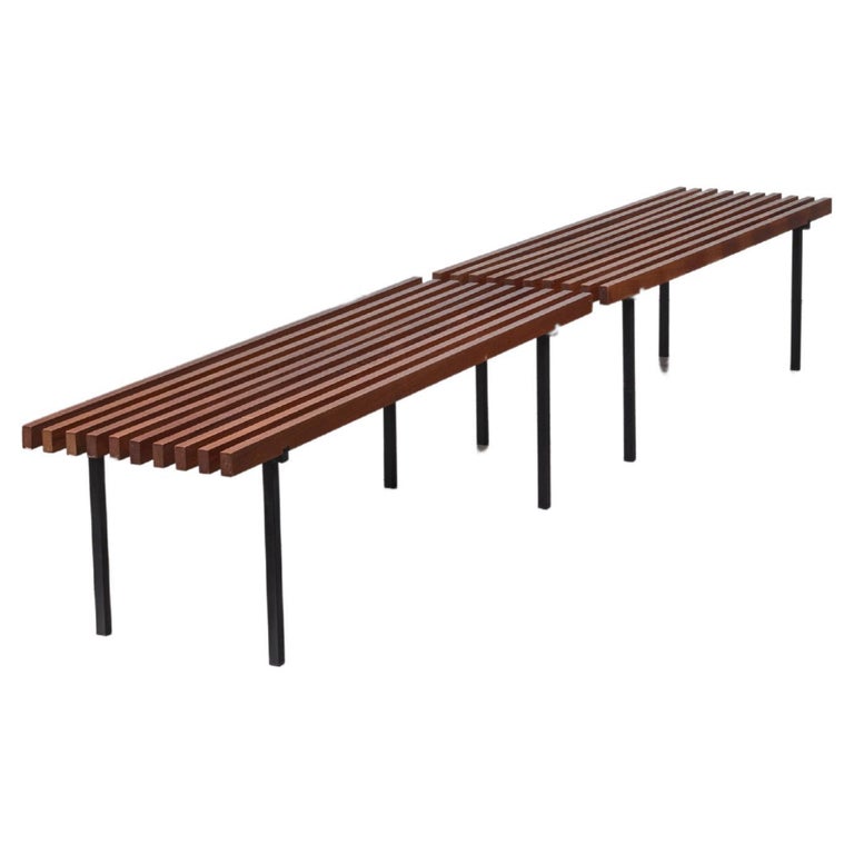 Pair of Midcentury Modern slat benches, Germany, 1950s For Sale at 1stDibs