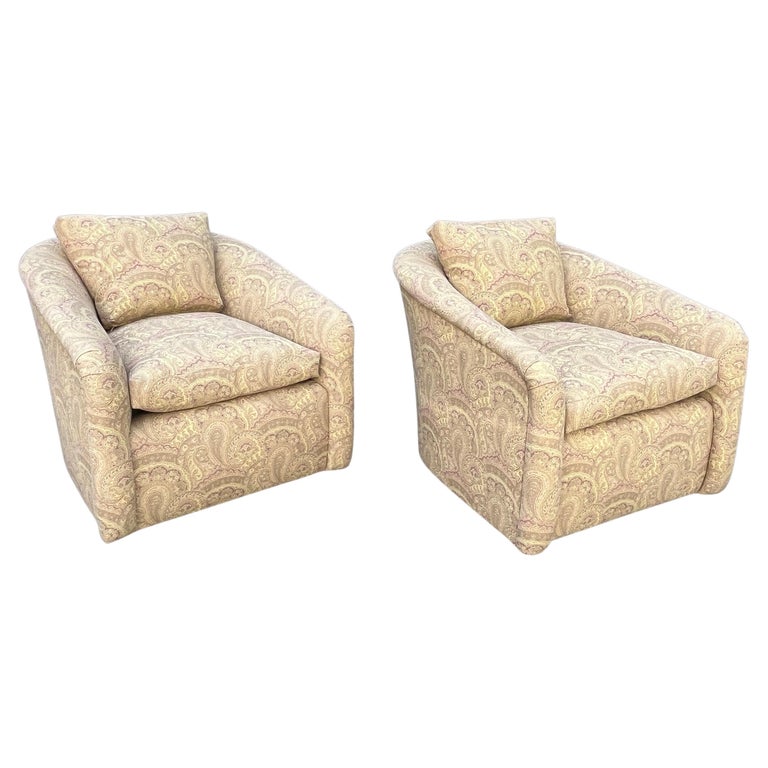Pair of Midcentury or Post Modern Swivel Chairs For Sale at 1stDibs