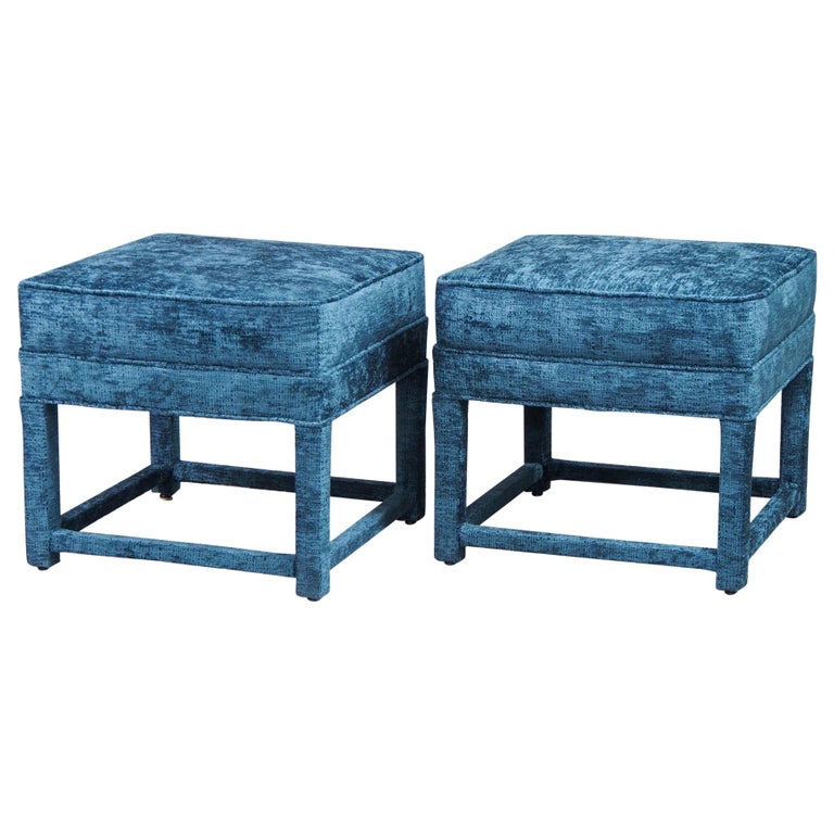 Pair of Midcentury Parsons Stools with New Upholstery at 1stDibs