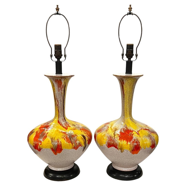 Pair of Midcentury Porcelain Lamps For Sale at 1stDibs
