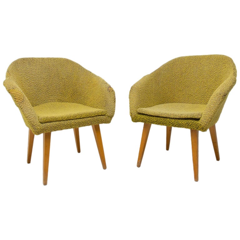 Pair of Midcentury Shell Fiberglass Lounge Chairs, Czechoslovakia ...