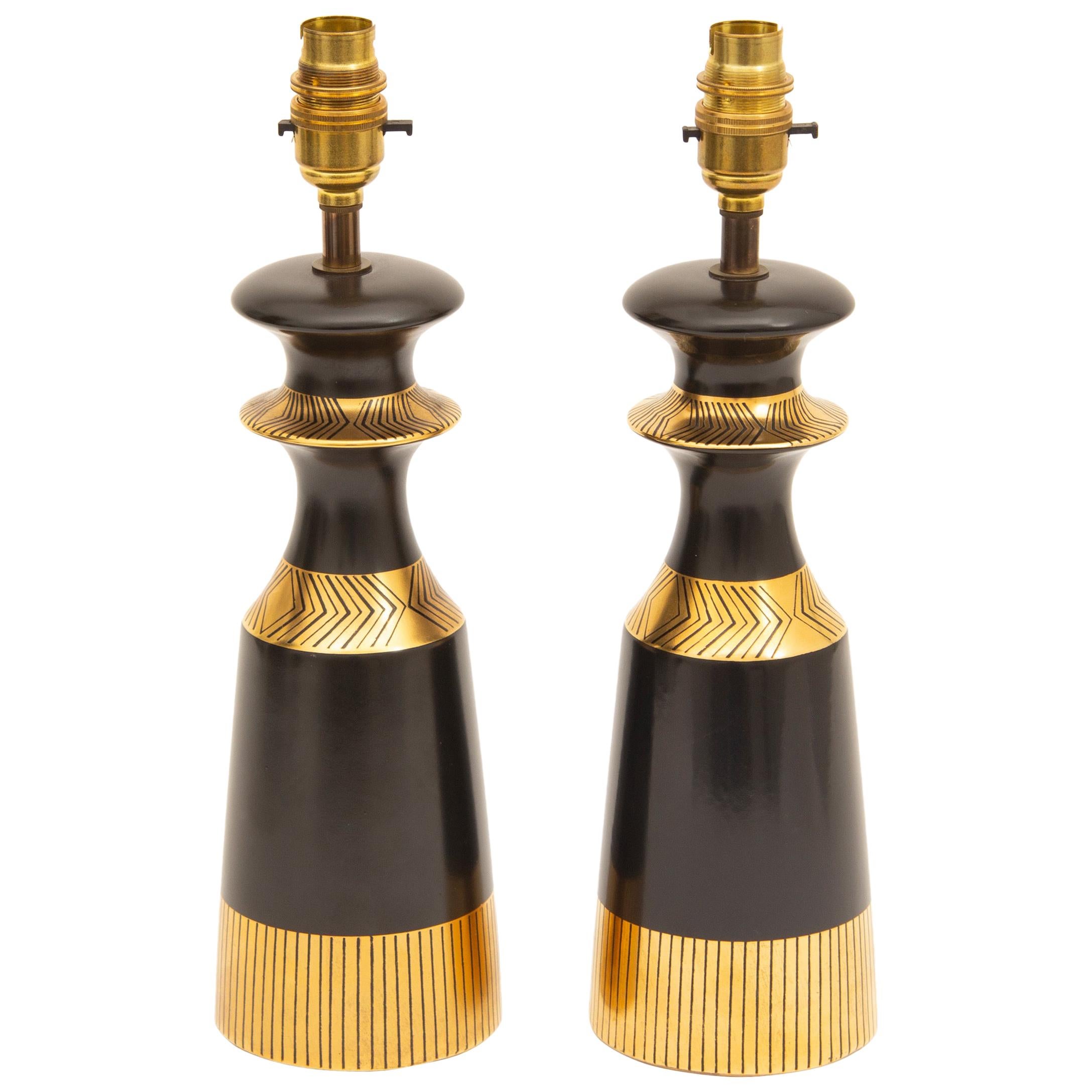 Pair of Midcentury Table Lamps by Crown Devon Memphis Range For Sale at ...