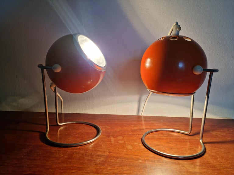 Pair of Midcentury Table Lamps, Eye Ball, 1970s For Sale at 1stDibs
