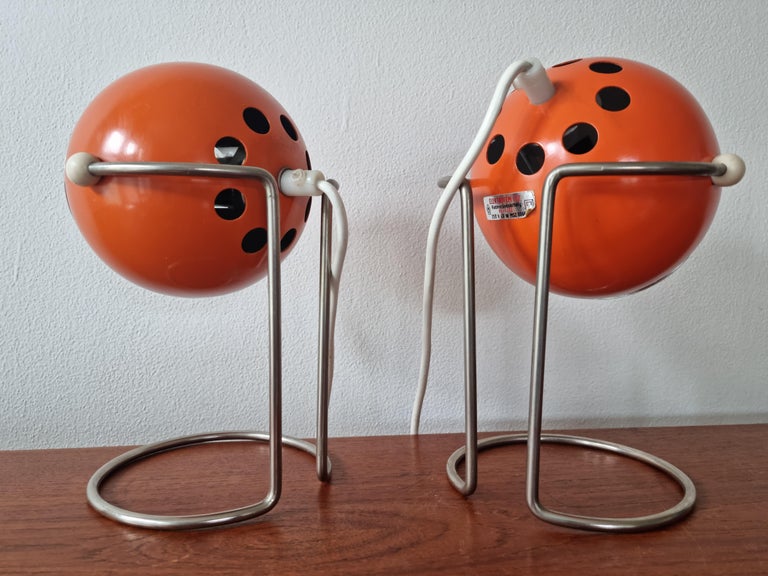 Pair of Midcentury Table Lamps, Eye Ball, 1970s For Sale at 1stDibs