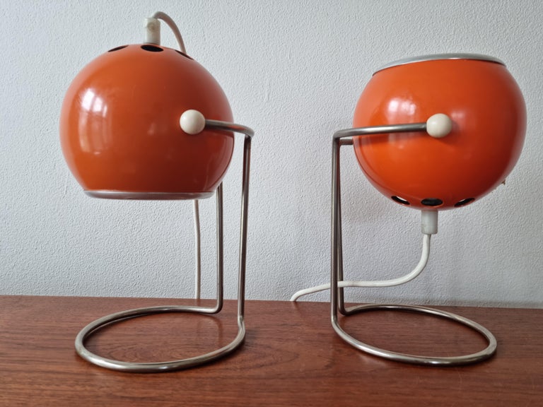 Pair of Midcentury Table Lamps, Eye Ball, 1970s For Sale at 1stDibs