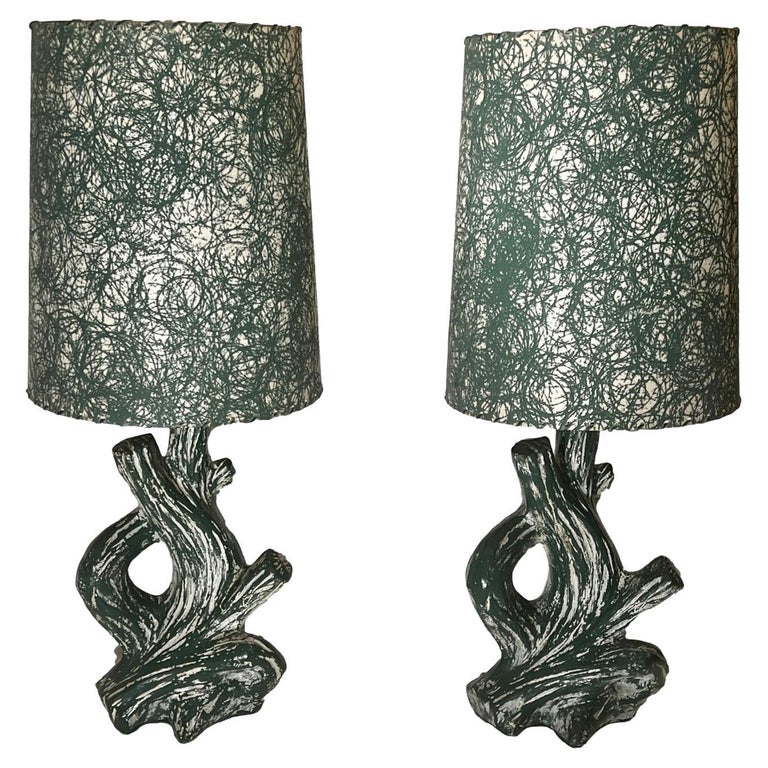 Pair of Midcentury Tree Trunk Lamps For Sale at 1stDibs