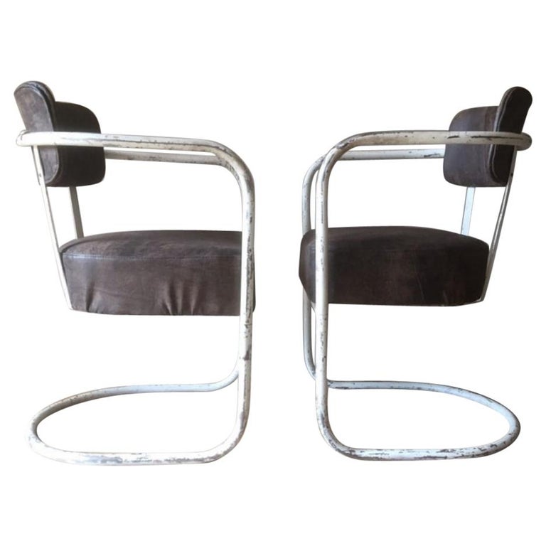 Pair of Midcentury Tubular Chairs at 1stDibs