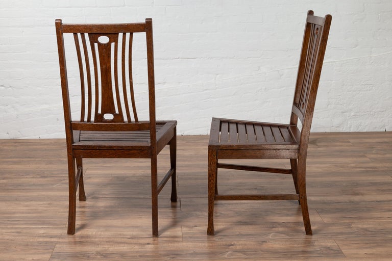 Pair of Midcentury Wooden Vintage Indonesian Side Chairs with Pierced ...