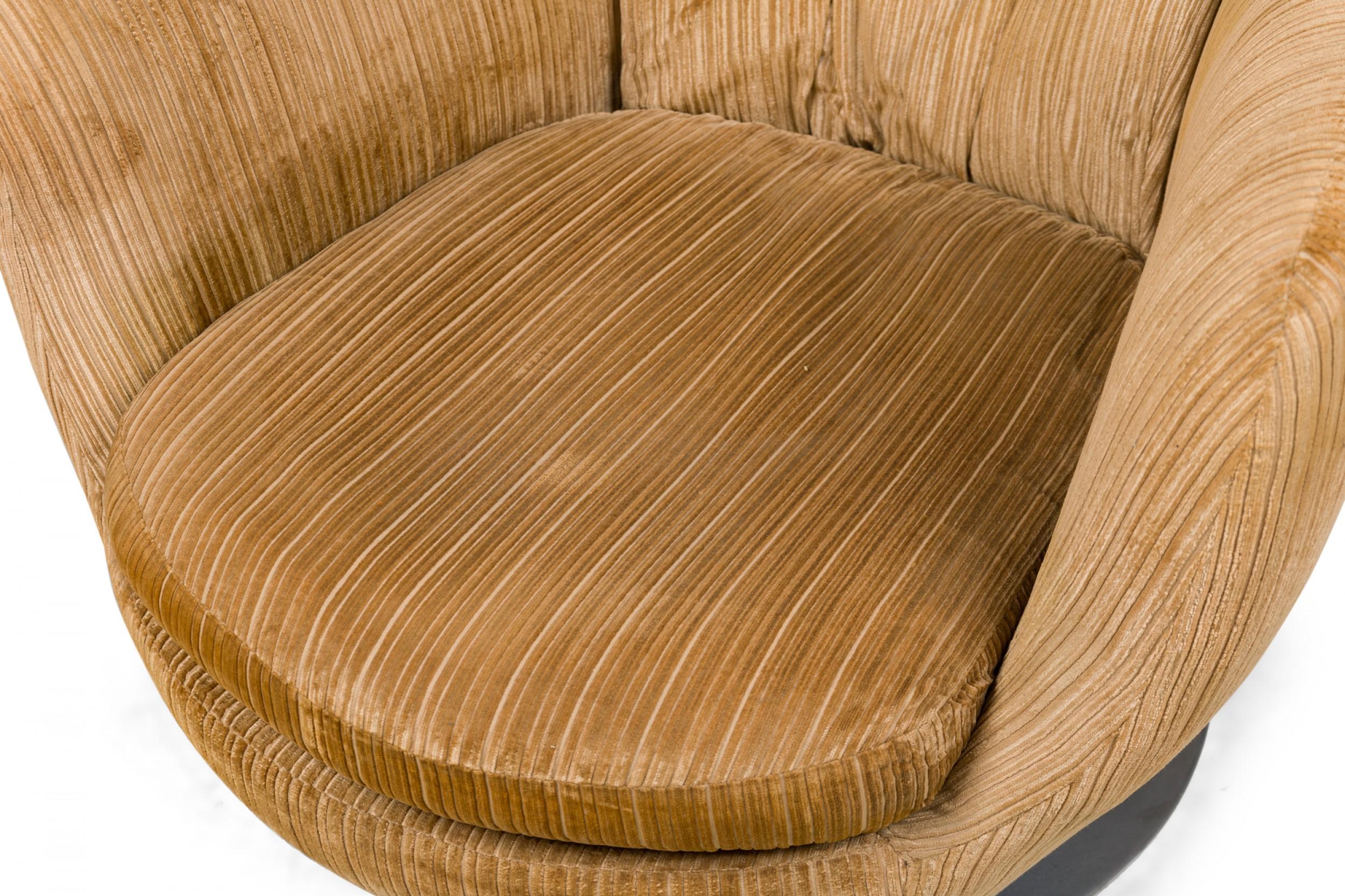 Pair of Milo Baughman American Gold Corduroy Upholstered Swivel ...