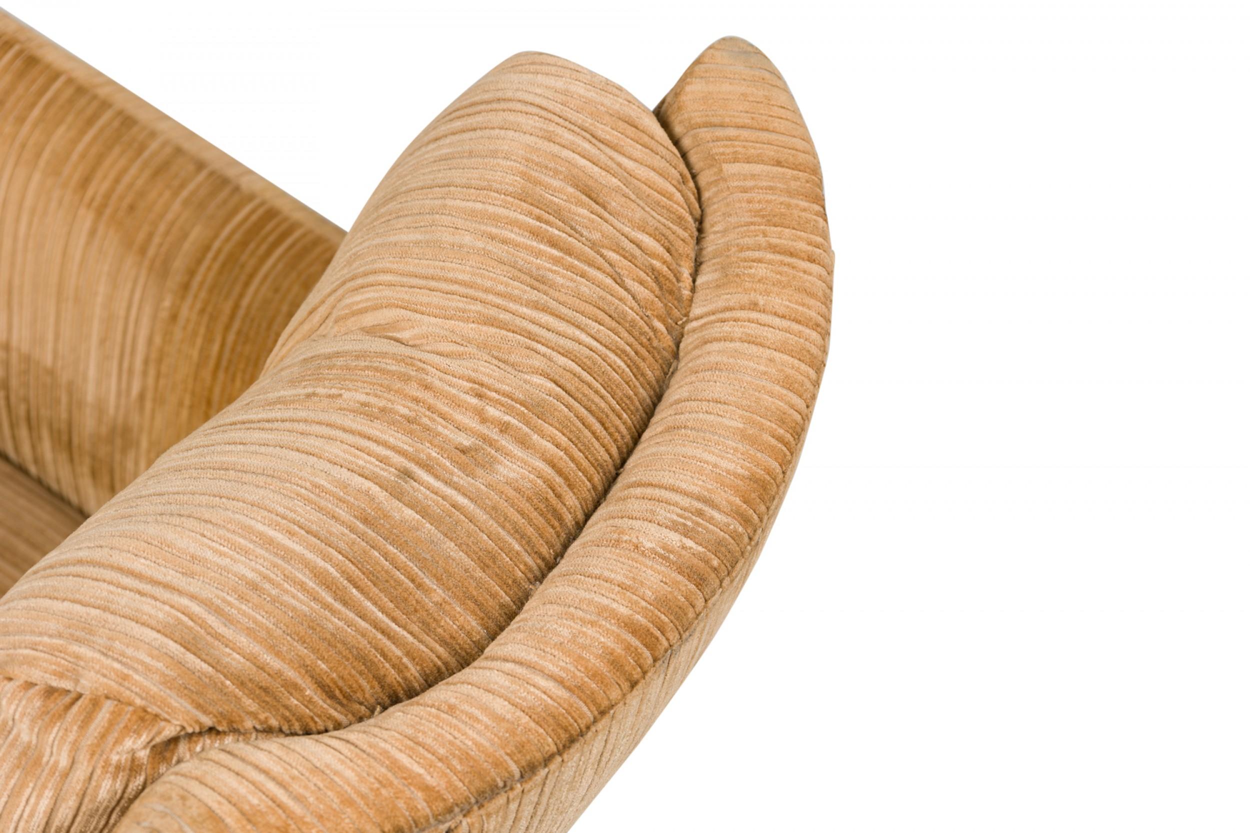 Pair of Milo Baughman American Gold Corduroy Upholstered Swivel ...
