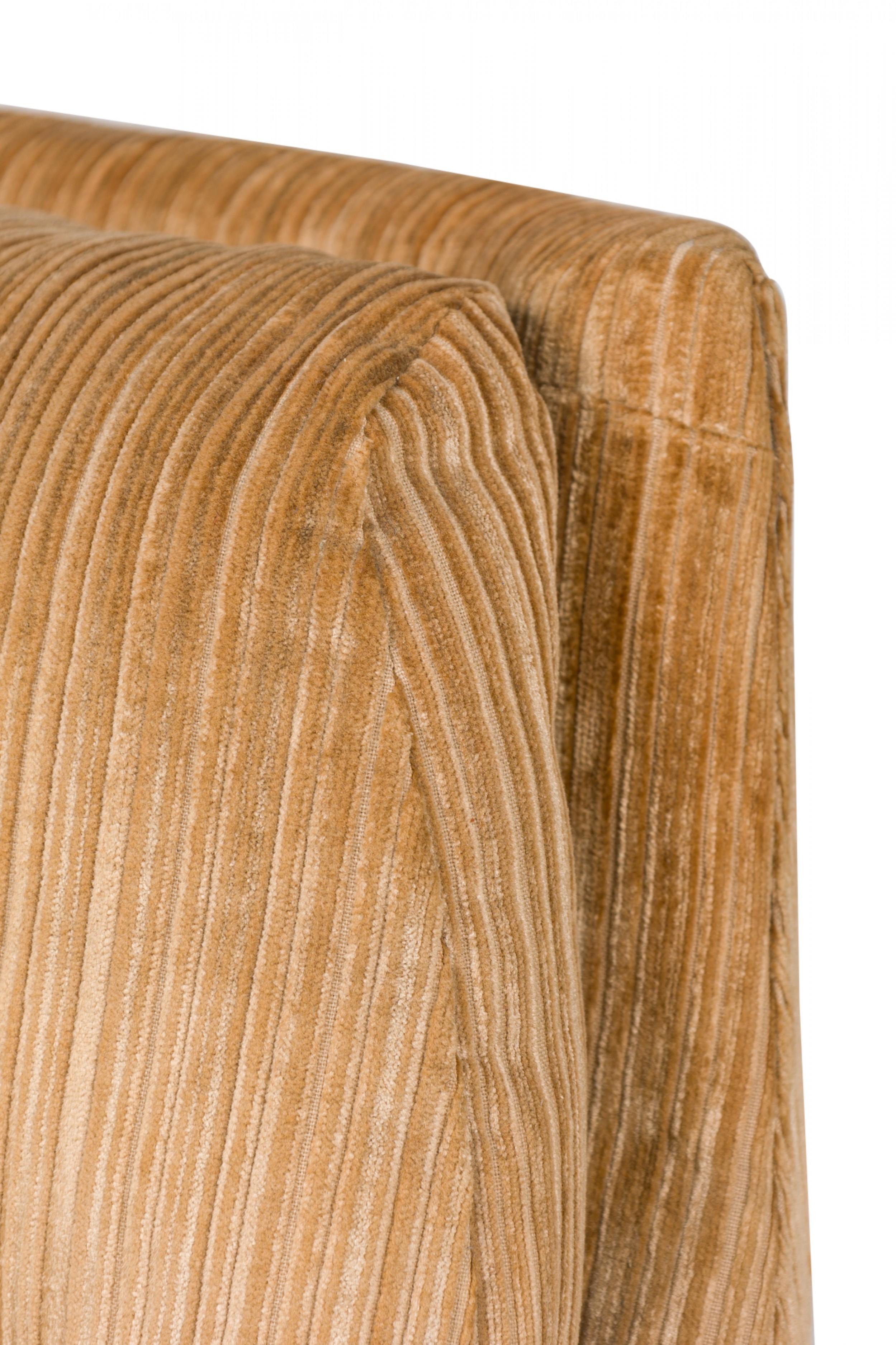 Pair of Milo Baughman American Gold Corduroy Upholstered Swivel ...
