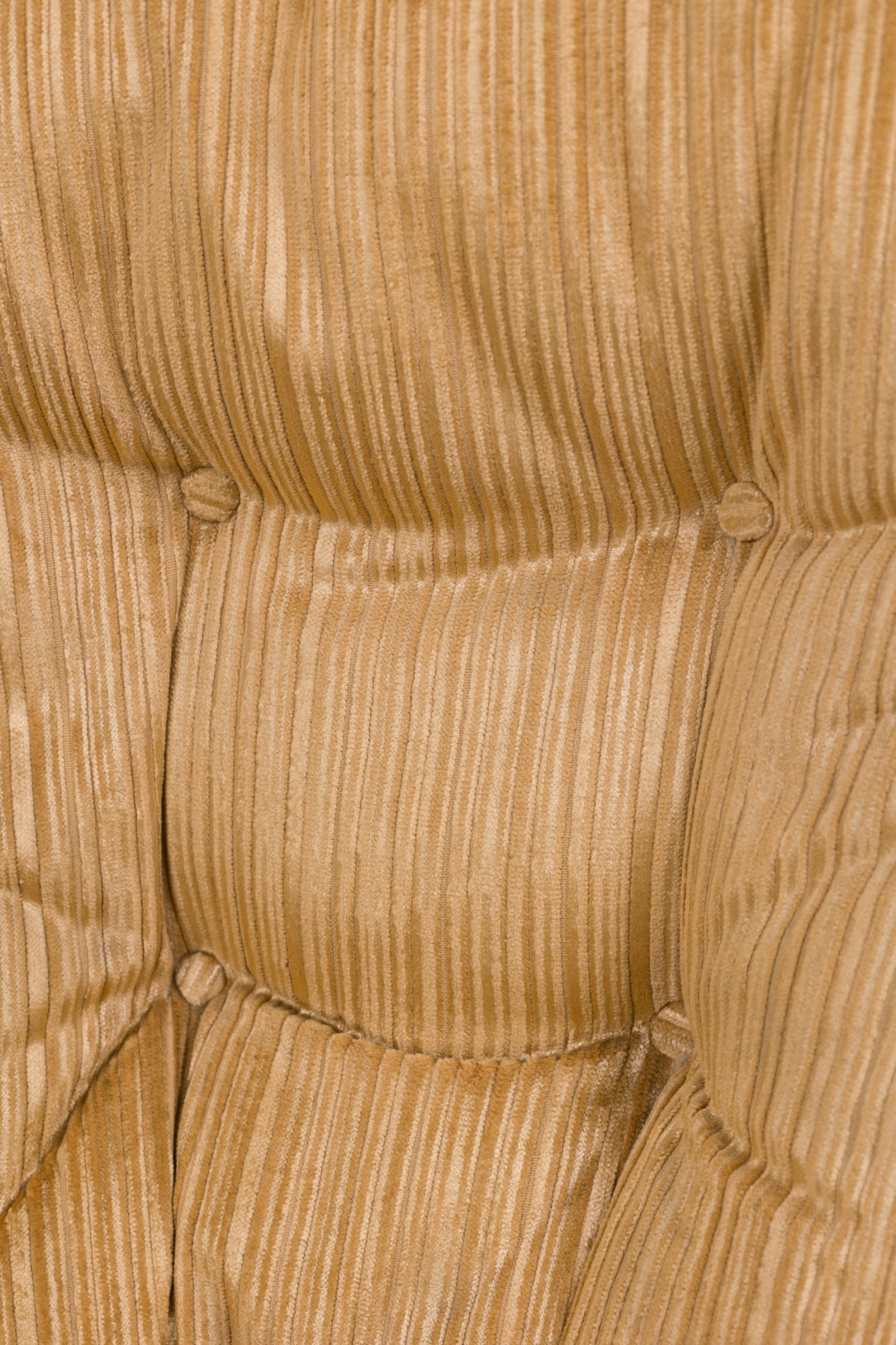 Pair of Milo Baughman American Gold Corduroy Upholstered Swivel ...