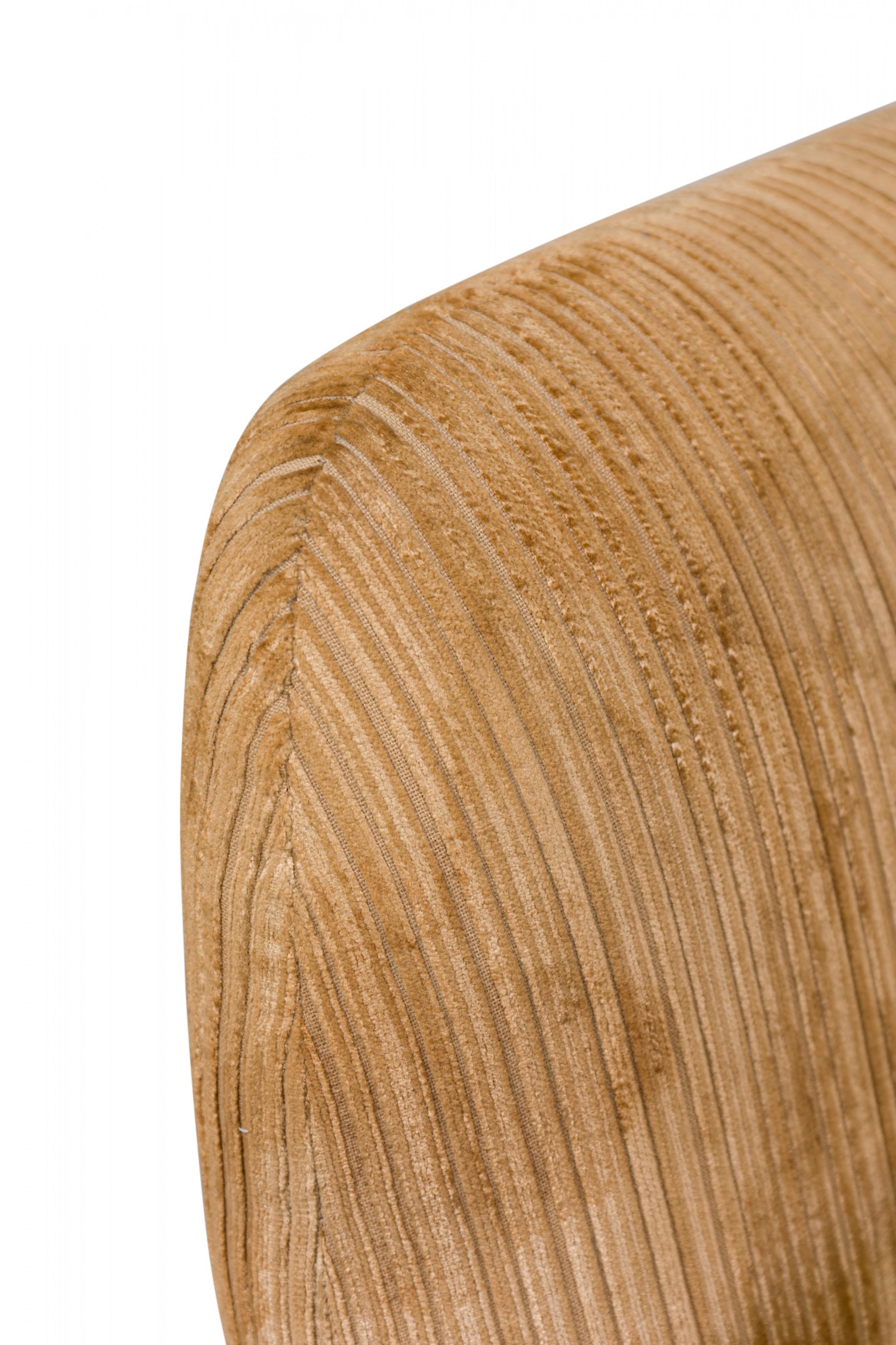 Pair of Milo Baughman American Gold Corduroy Upholstered Swivel ...