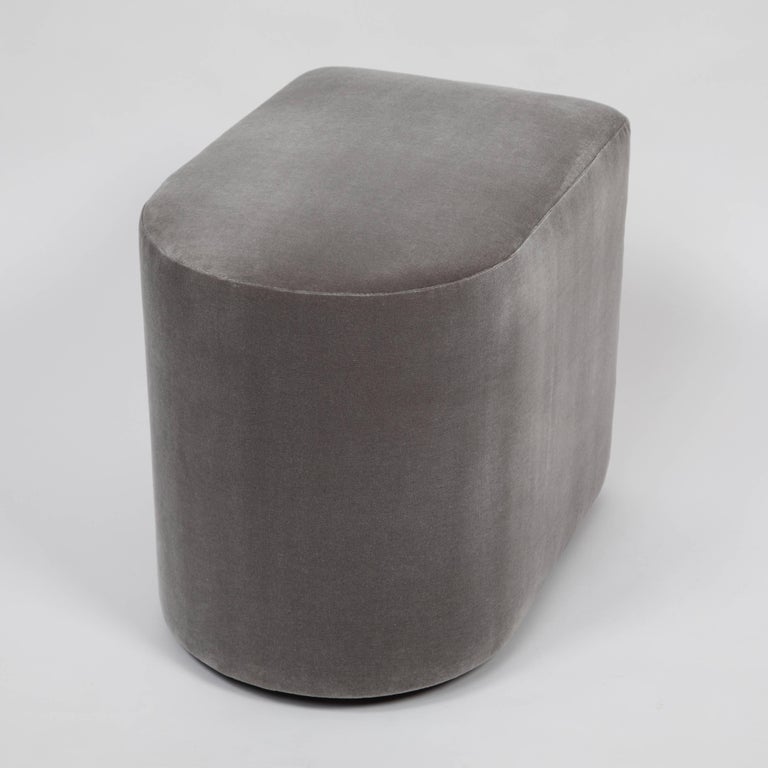 Pair of Milo Baughman D-Shaped Stools on Casters, 1983 at 1stDibs