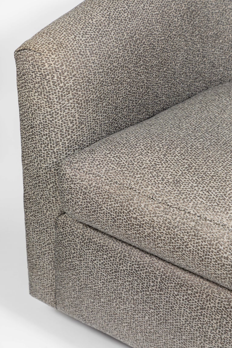 Milo Baughman Style Round Back Swivel Chairs with Brass Bases at ...