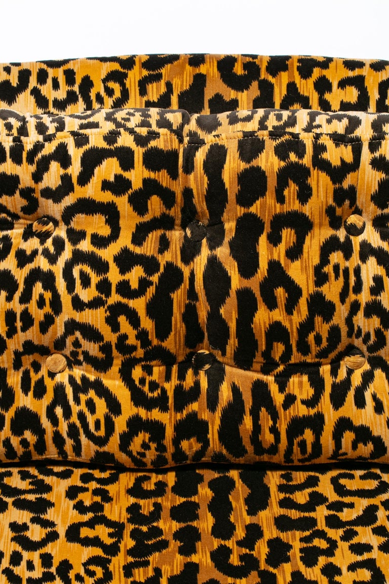 Pair of Milo Baughman Style Mid Century Parsons Chairs in Leopard ...