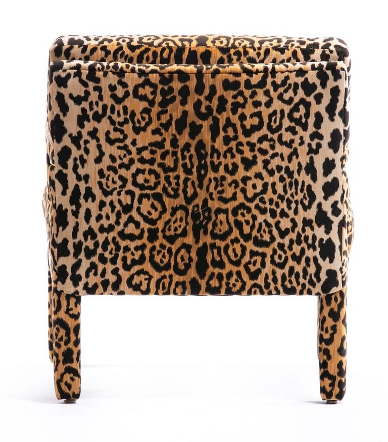 Pair of Milo Baughman Style Midcentury Parsons Chairs in Leopard Velvet ...