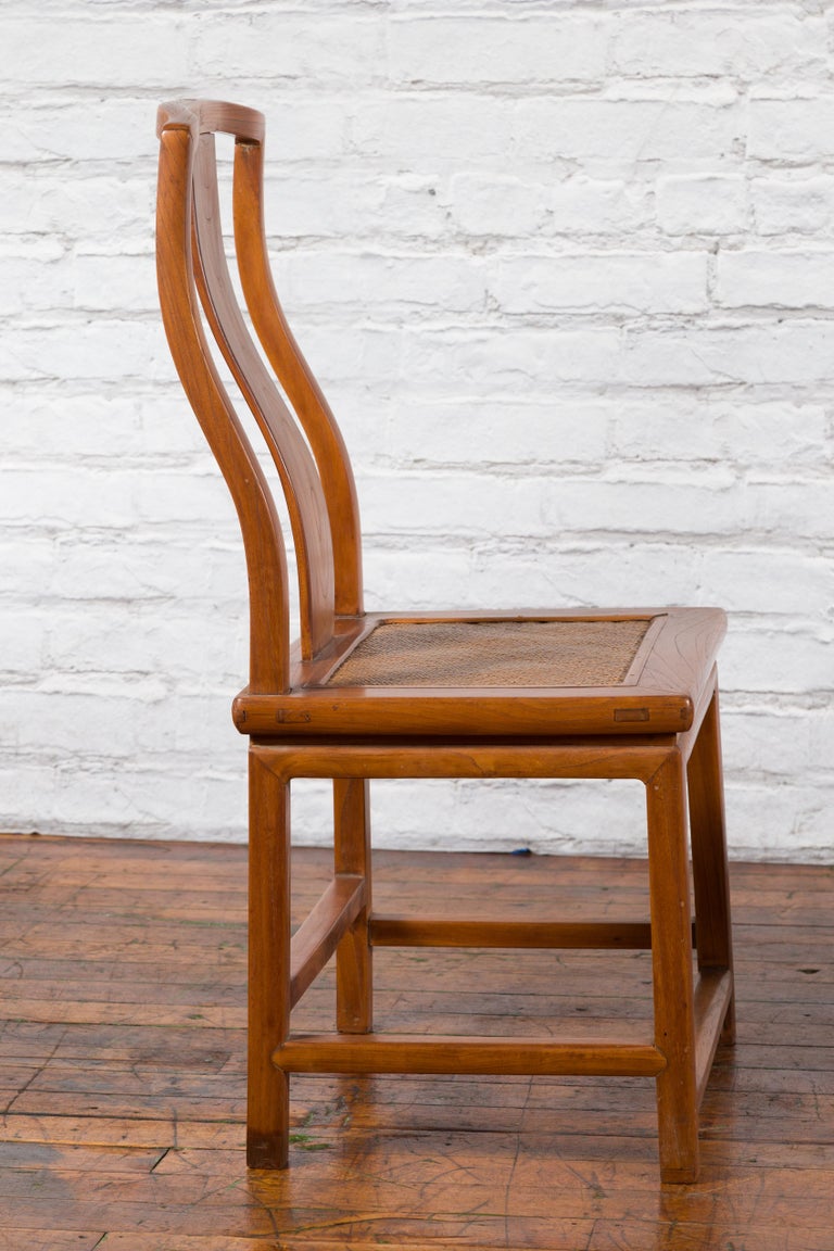 Pair of Ming Dynasty Style Yoke Back Side Chairs with Woven Rattan ...