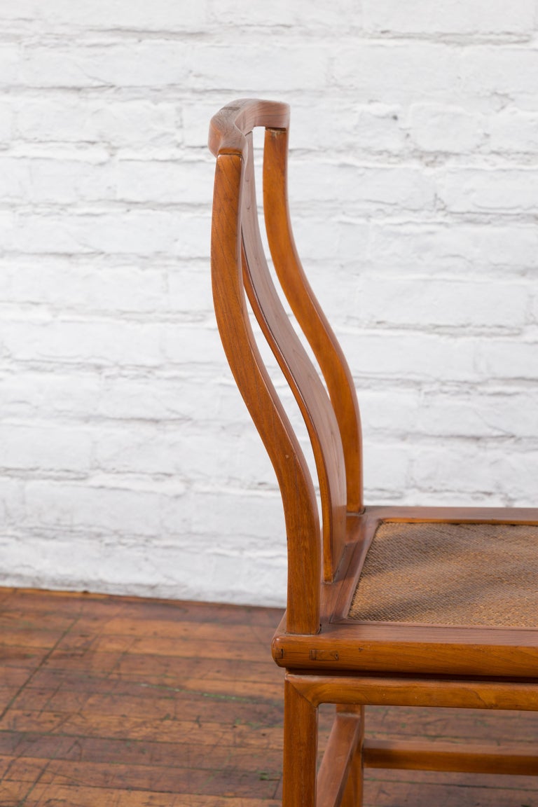 Pair of Ming Dynasty Style Yoke Back Side Chairs with Woven Rattan ...