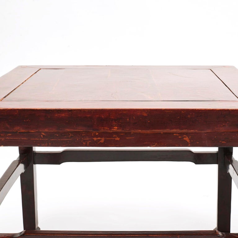 Pair of Ming Style Red Lacquer Side Tables For Sale at 1stDibs