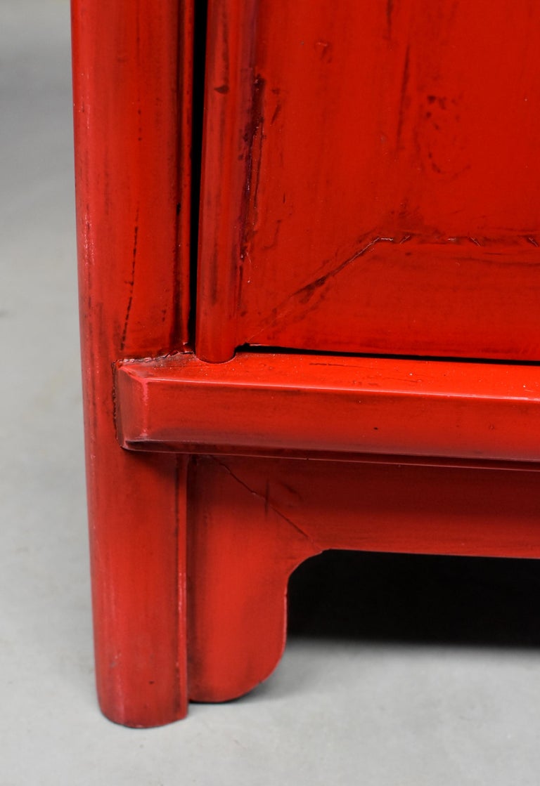 Pair of Ming Style Red Lacquered Chinese Chests at 1stDibs